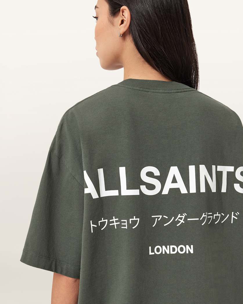 Underground Etta Oversized T-Shirt GARNET GREEN | ALLSAINTS